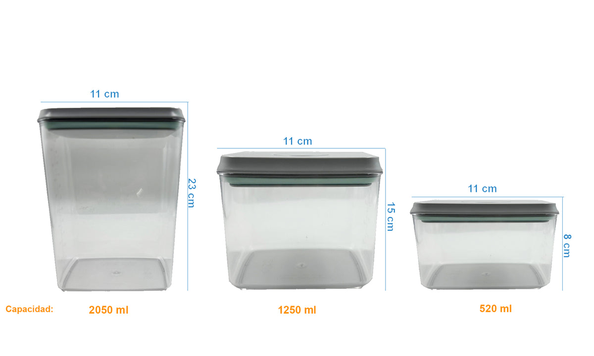 Recipientes Herméticos con Tapa Pop Up y Cucharas Medidoras. – Match ...
